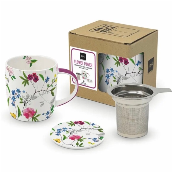 PPD | Dining | Ppd Flower Power Tea Mug With Lid Strainer Set | Poshmark